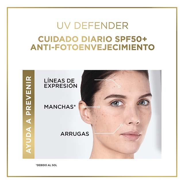 Crema Facial Anti Brillo sin color UV Defender L'Oréal Paris FPS 50 x ...