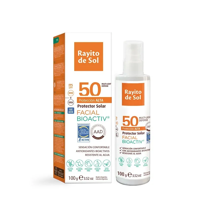 Protector solar facial Rayito de sol Bioactiv FPS 50 - Sergio Perfumerias