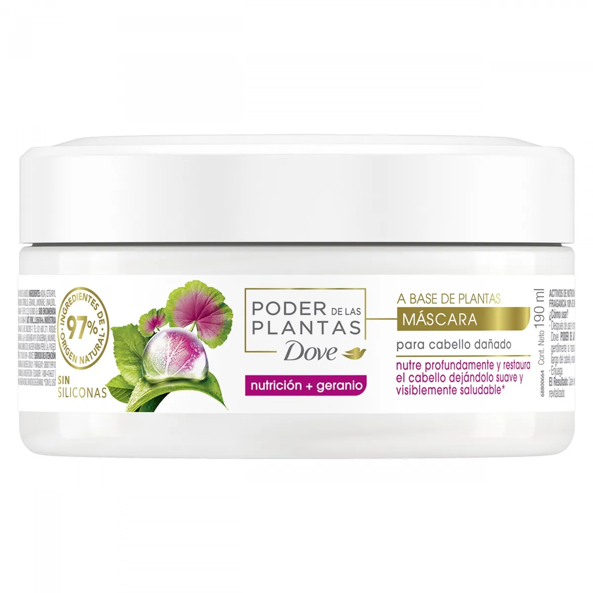 Máscara de Tratamiento Dove Real Poder de las Plantas Nutrición+Geranio ...