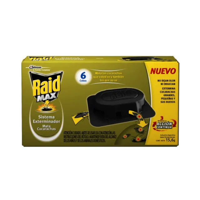 Sistema Exterminador Raid Max Mata Cucarachas x 6 uds - Sergio Perfumerias