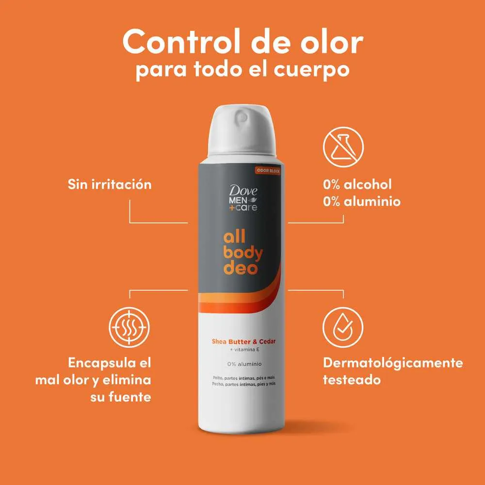 Desodorante en aerosol Dove Men+Care All Body Deo Shea Butter & Cedar x ...