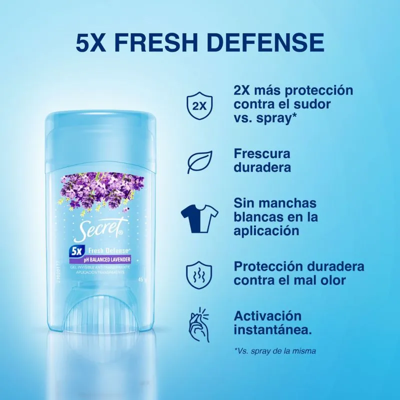 Desodorante Antitranspirante en gel Secret pH Balanced Lavender x 45 ...